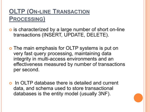 Oltp vs olap | PPTX | Databases | Computer Software and Applications