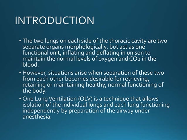 One Lung Ventilation | PPTX | Lung and Respiratory Health | Diseases ...
