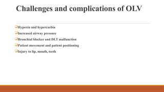 One Lung Ventilation and Role Of Technologist | PPT