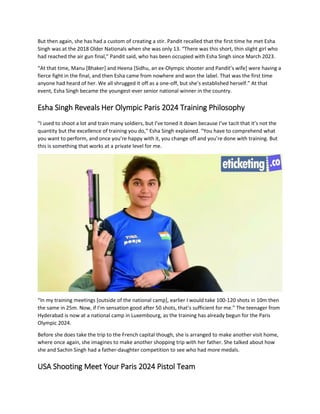 Olympic 2024 Esha Singh's Journey to the Olympic a Young Shooter's Rise ...