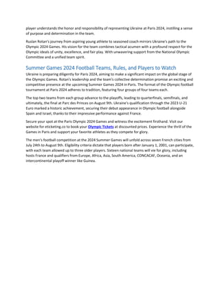 Olympic 2024 Ruslan Rotan's Journey and Ukraine's Quest for Football ...