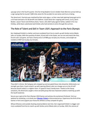 Olympic 2024 USA men's basketball shake up starting team, shut down South Sudan in Group C win.pdf