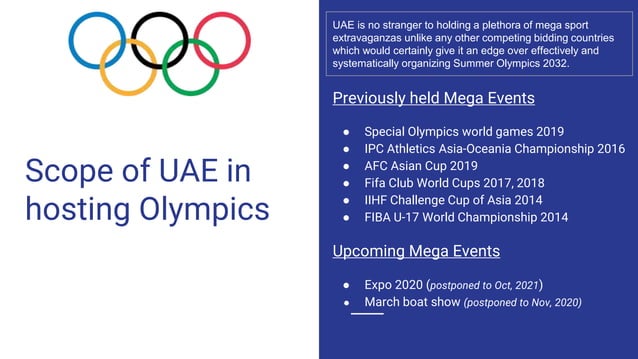 Sample UAE Olympic Bid Proposal for Summer Olympics 2032 | PPTX