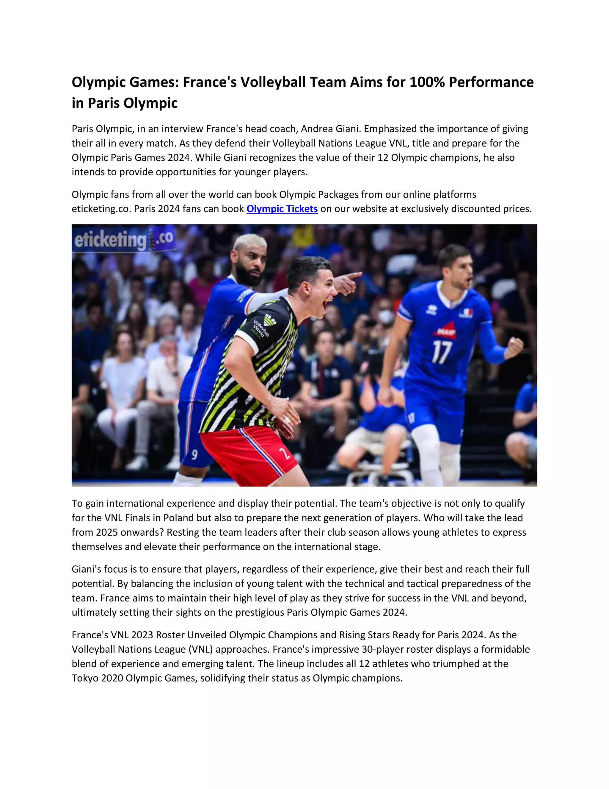 Olympic Games: France's Volleyball Team Aims for 100% Performance in ...