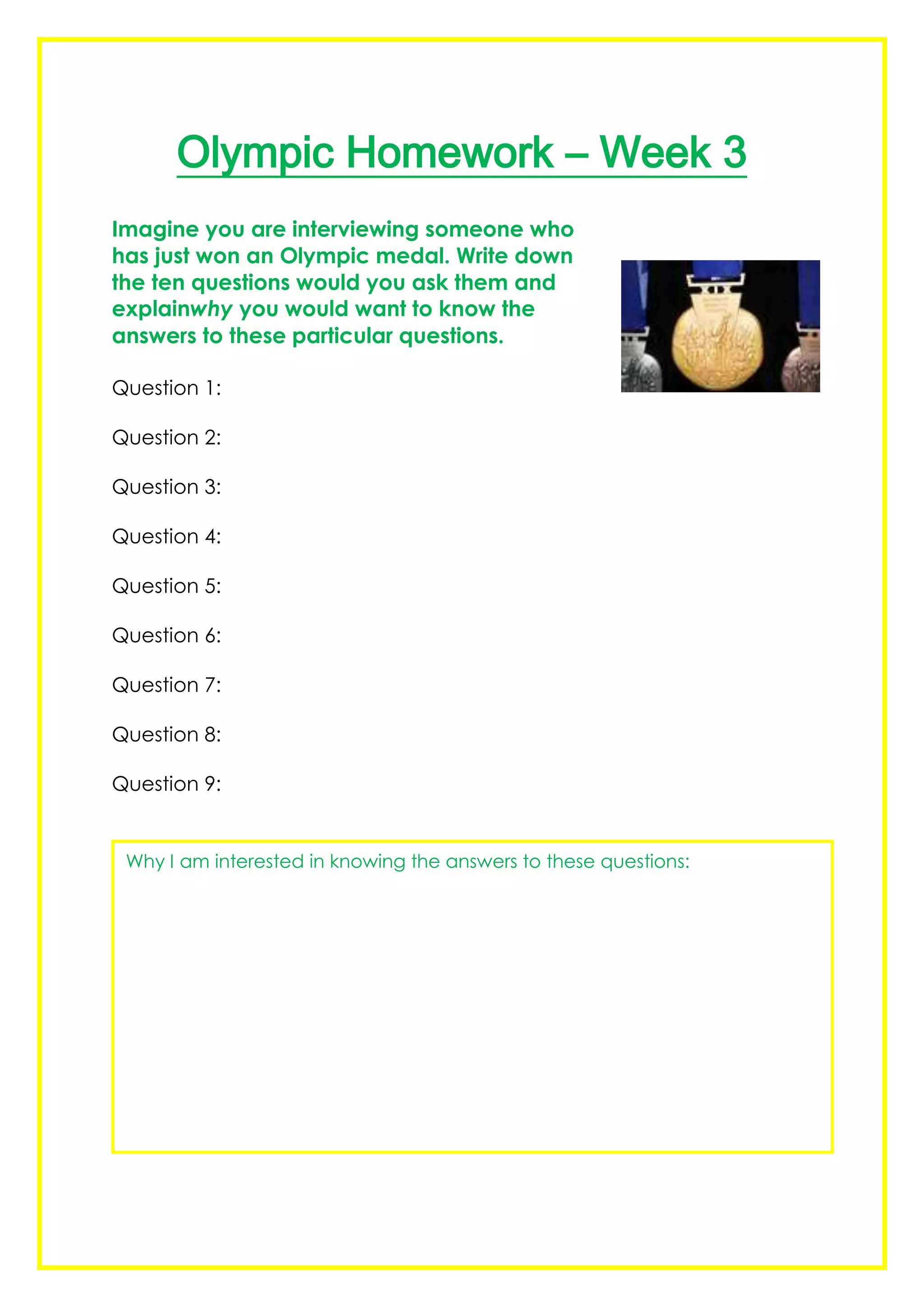 Olympic homework week 3 | DOCX