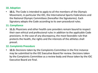 Olympic Movement Medical Code | PPT | Participant Sports | Fitness and ...