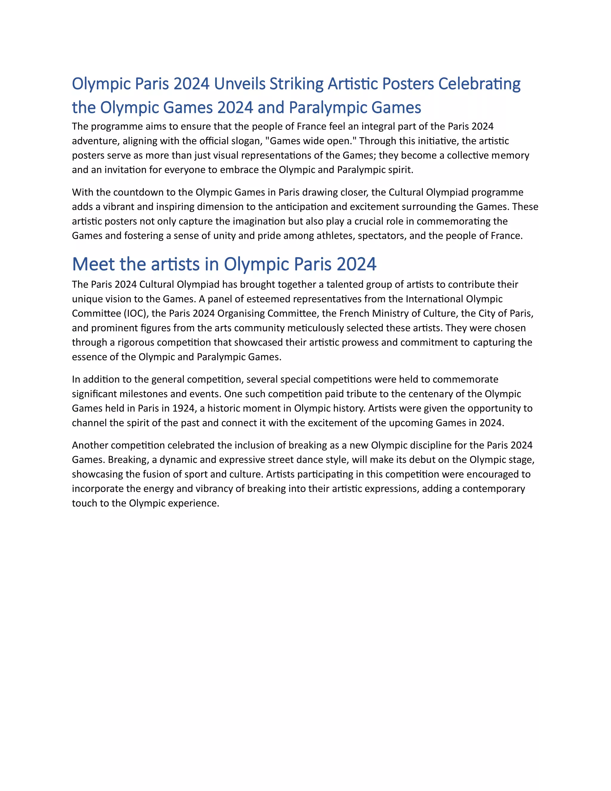 Olympic Paris 2024 unveils artistic posters as vibrant Cultural Olympiad programme revealed.pdf