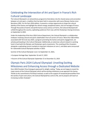 Olympic Paris 2024 unveils artistic posters as vibrant Cultural ...