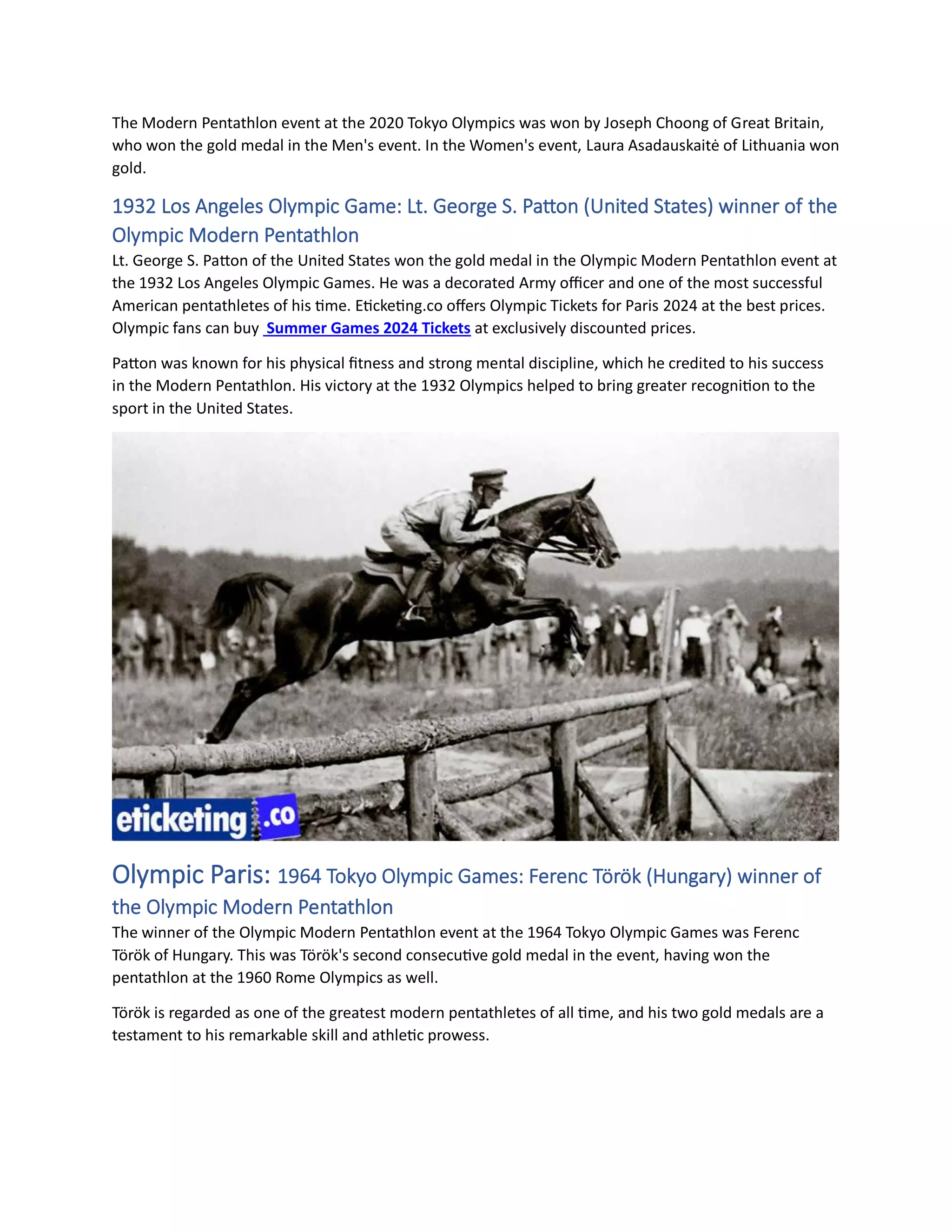 Olympic Paris Olympic Modern Pentathlon Complete History till Olympic ...