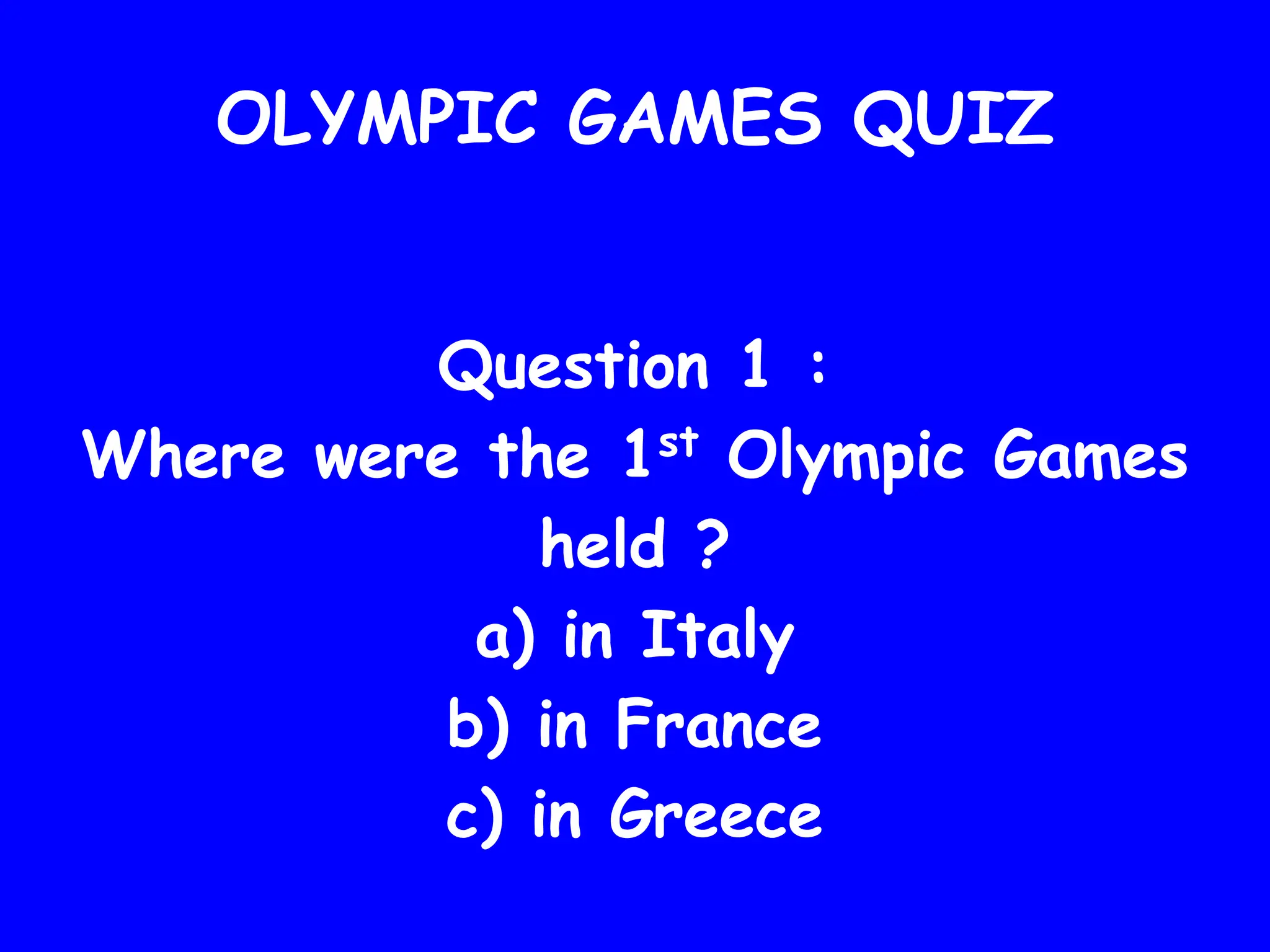 olympic quiz for learners in ESL education | PPT