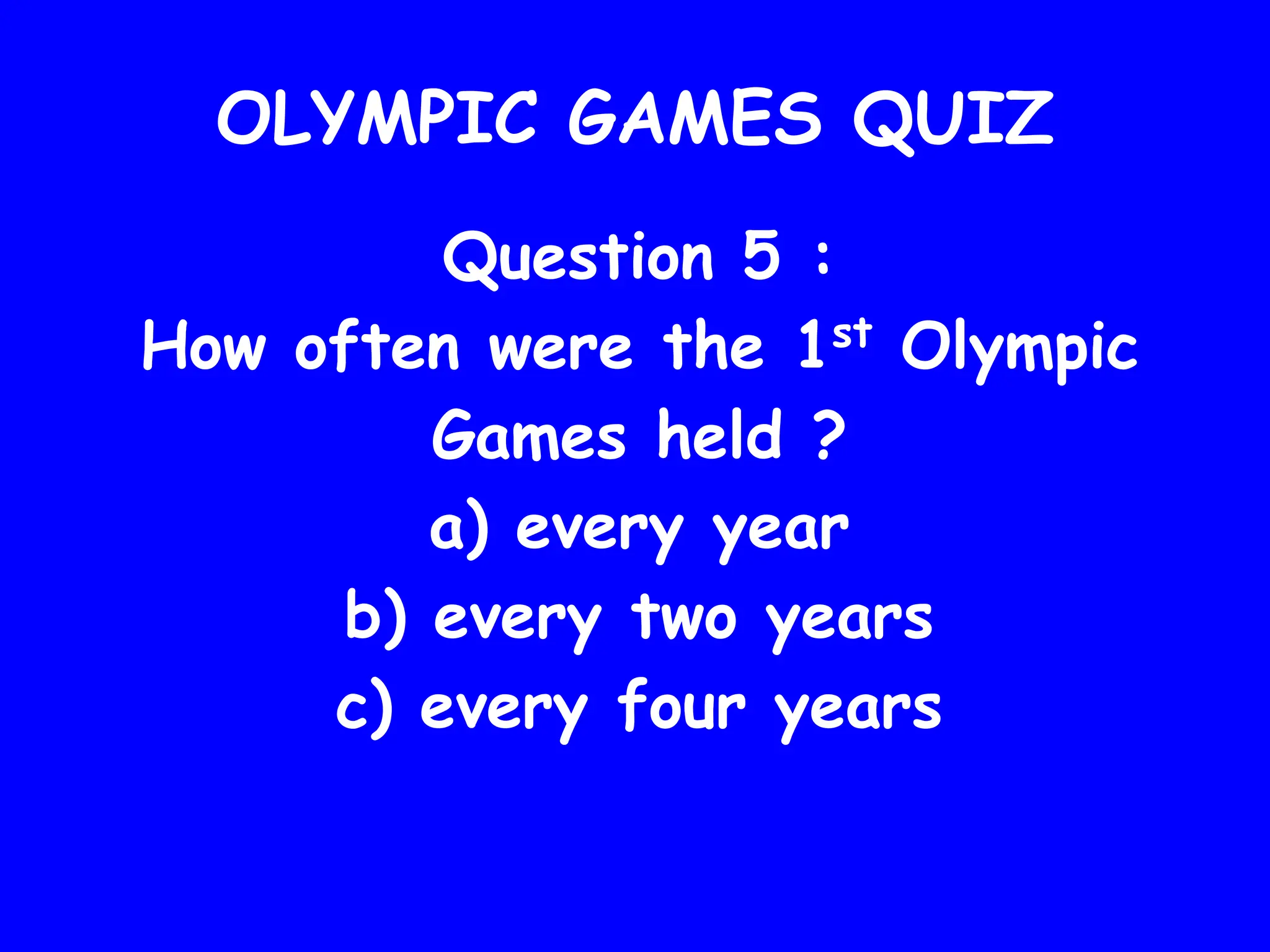olympic quiz for learners in ESL education | PPT