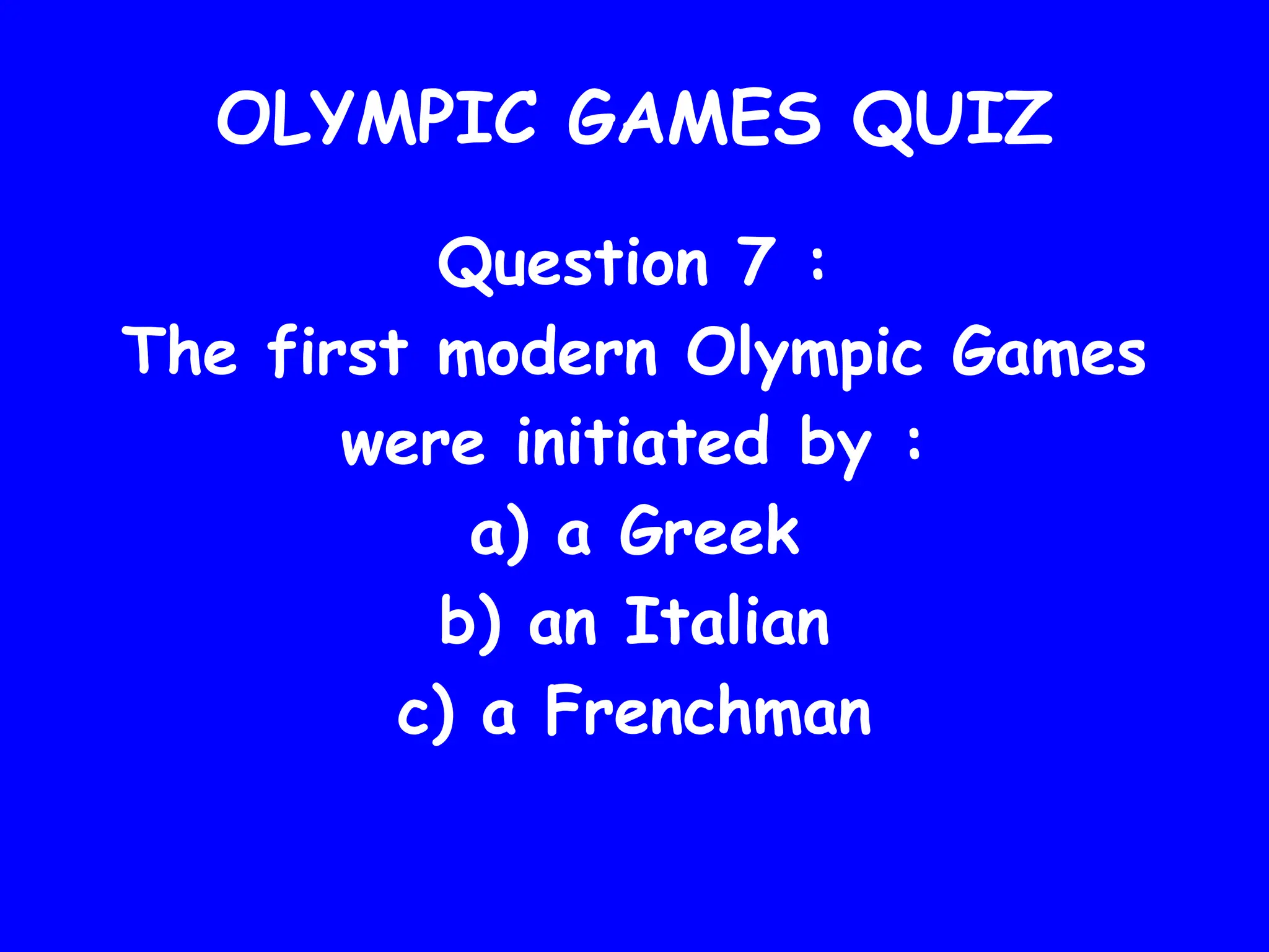 olympic quiz for learners in ESL education | PPT