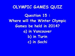 olympic quiz for learners in ESL education | PPT