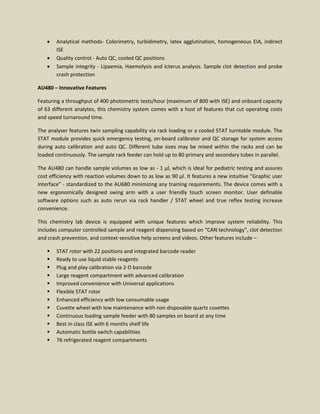 Olympus AU480 – An Ideal Choice for Low- to Mid-volume Laboratories | PDF