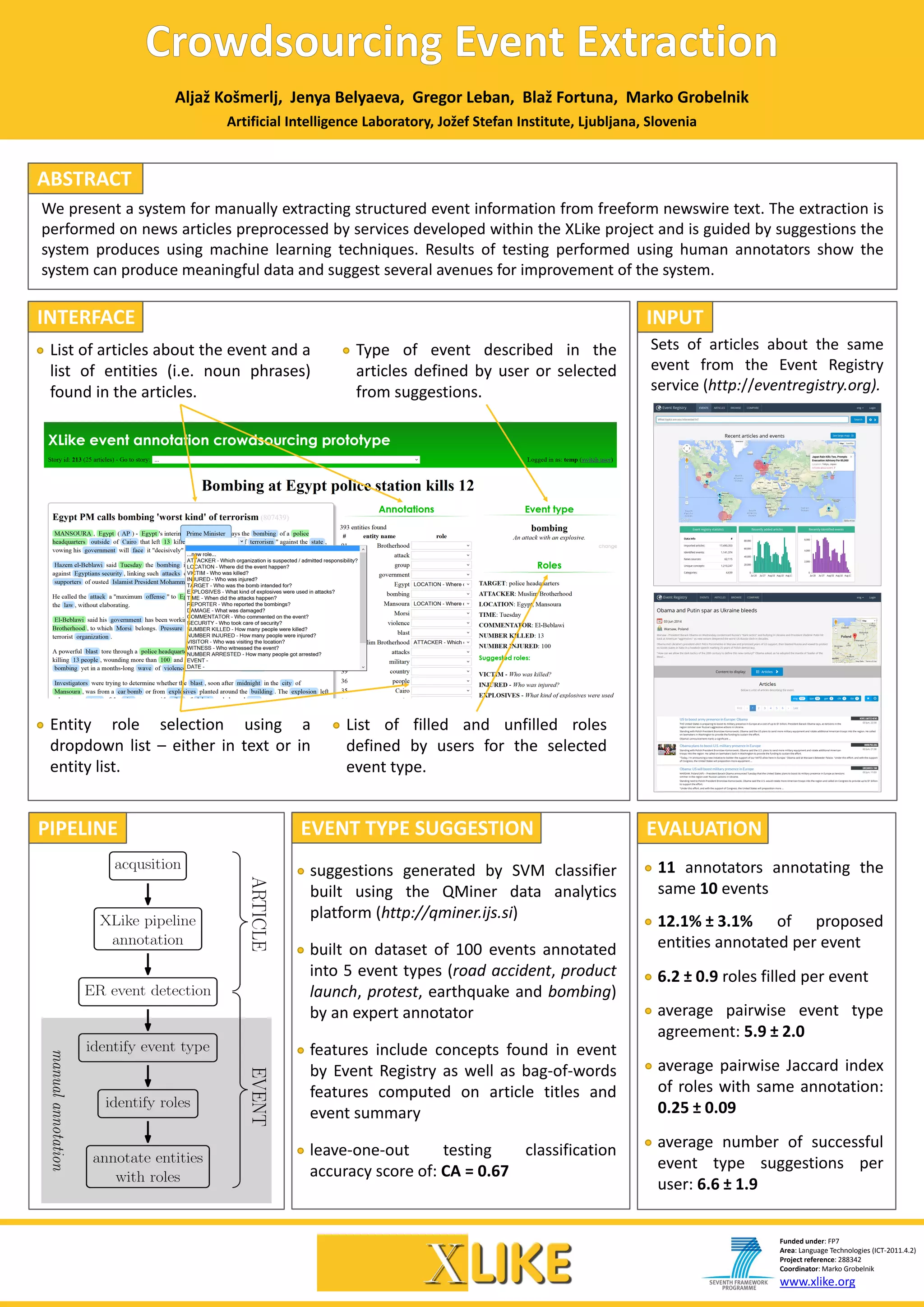NewsKDD 2014: Crowdsourcing event extraction (poster) | PDF | Computing | Technology & Computing