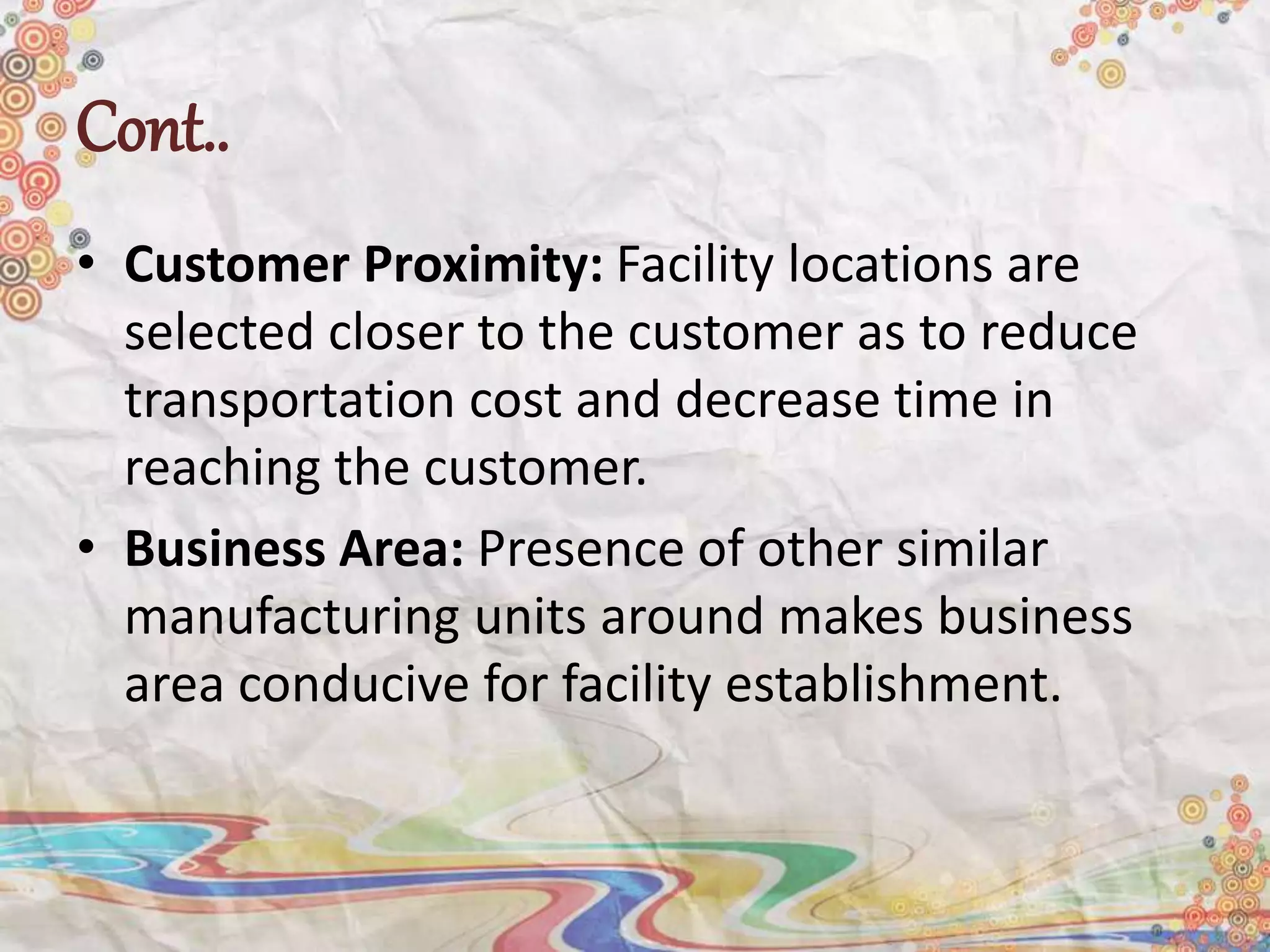 Facility location & steps on location selection | PPTX