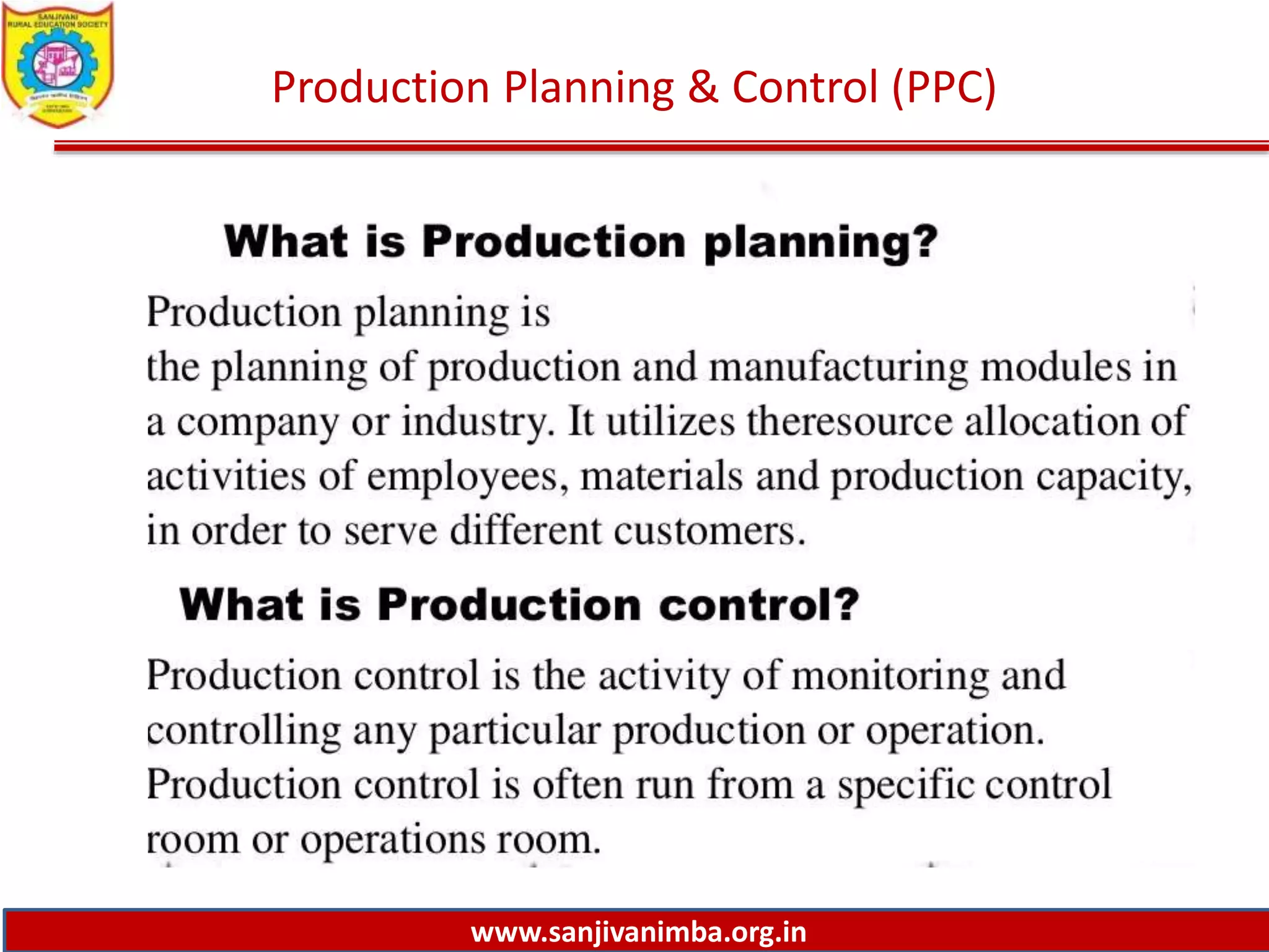 Production Planning & Control | PPTX