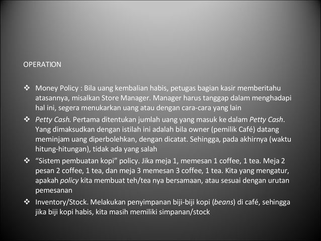 Operation Management - My CAFE | PPT