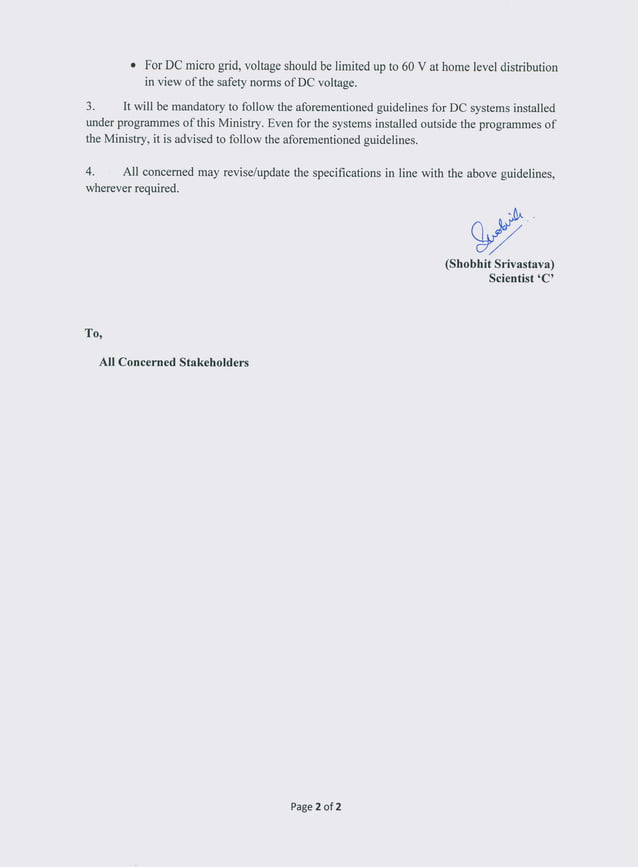 MNRE Guidelines for off-grid and grid connected Solar DC System | PDF