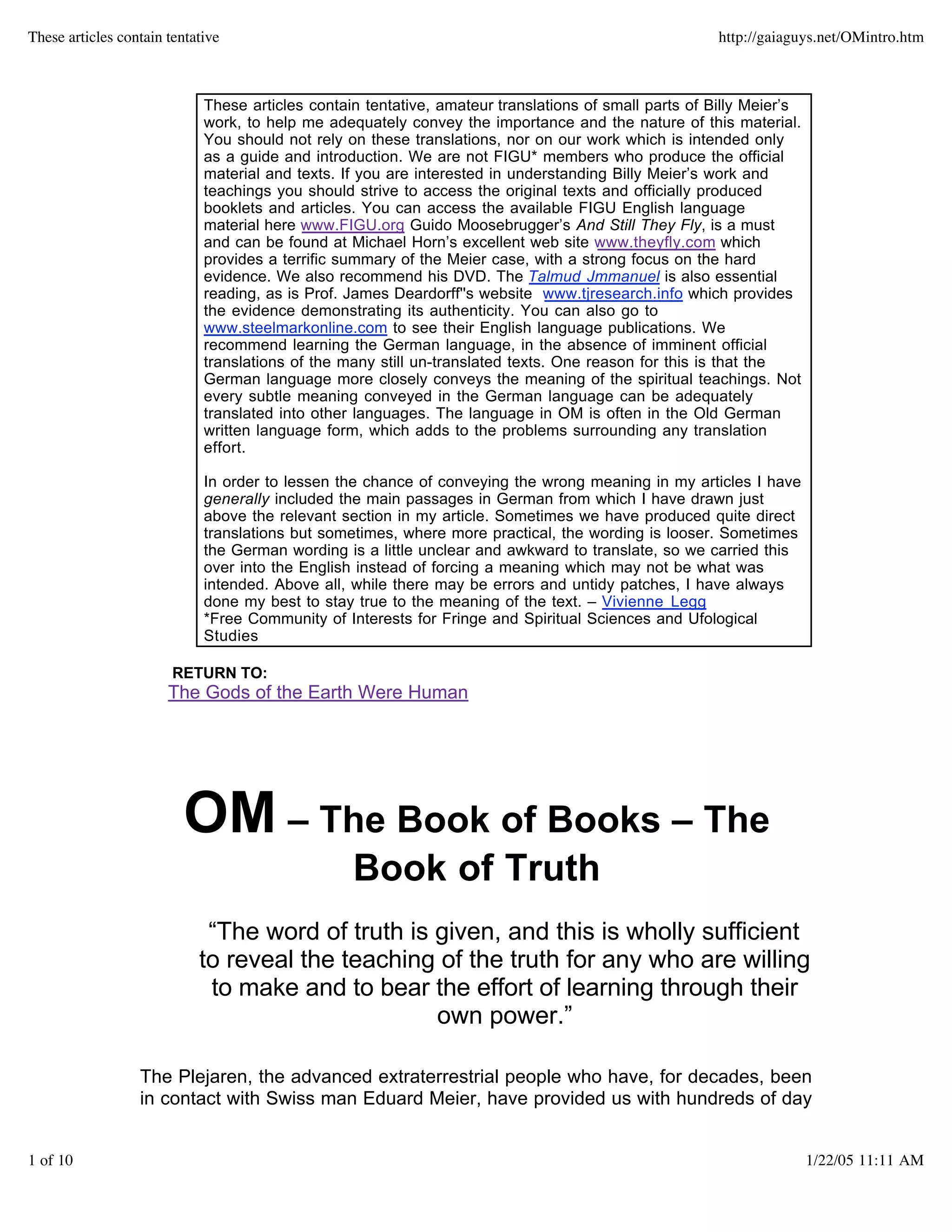 OM THE BOOK OF BOOK - THE BOOK OF TRUTH | PDF