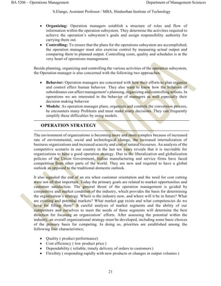 Operation Management unit - I Materials | PDF | Business | Business and ...