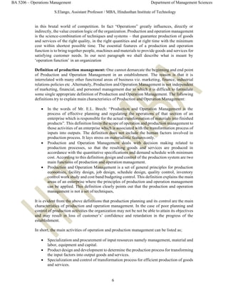 Operation Management unit - I Materials | PDF | Business | Business and ...