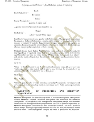 Operation Management unit - I Materials | PDF | Business | Business and Finance