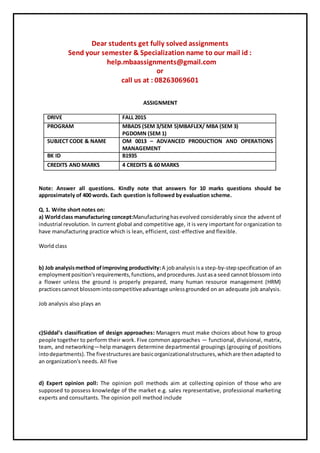 Om0013 advanced production and operations management | DOCX