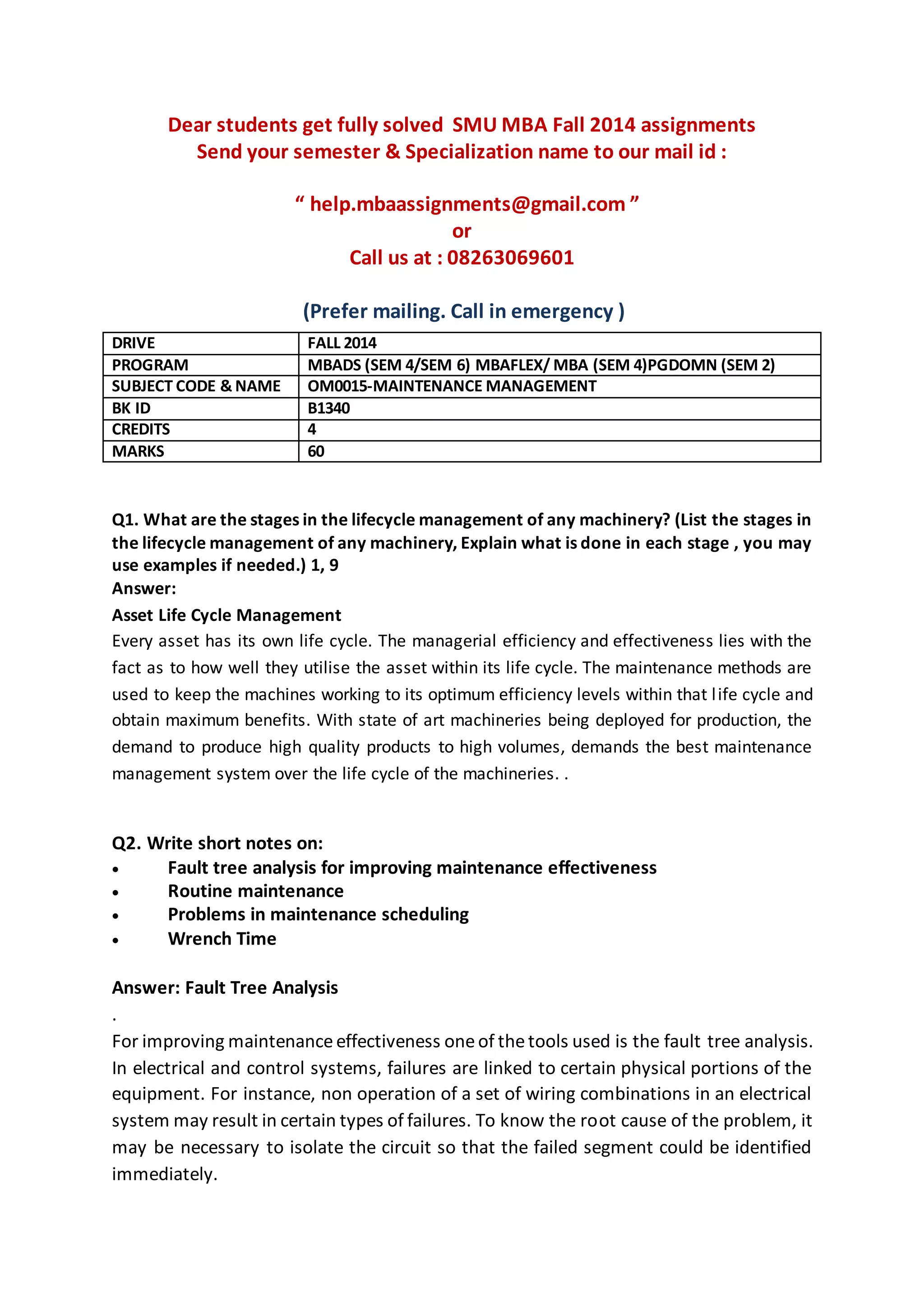 Om0015 maintenance management | PDF | Free Download