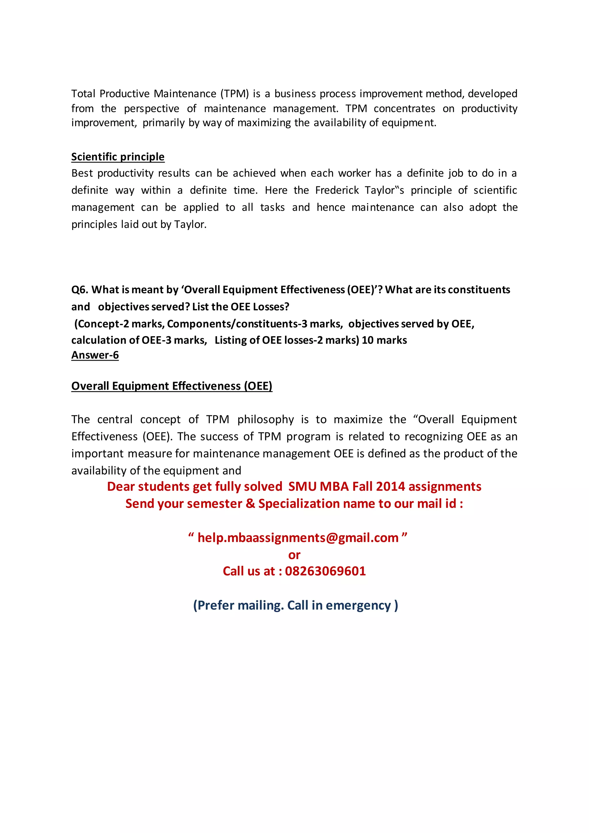 Om0015 maintenance management | PDF