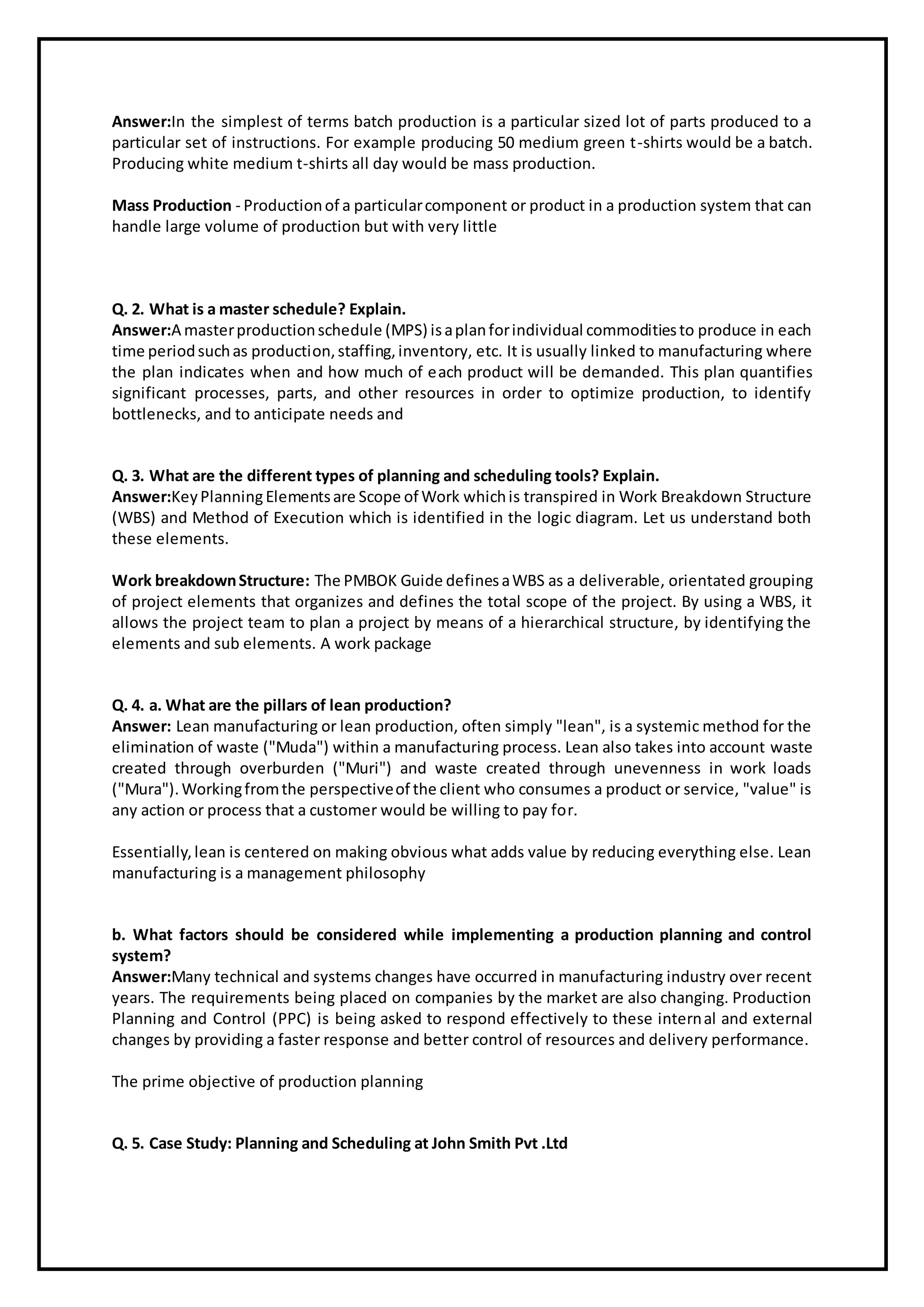 Om0017 advanced production planning and control | PDF