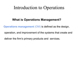 Operations Management Introduction | PPT