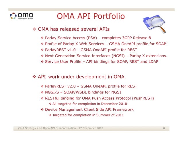 OMA Strategy on Open API Standardization | PPT