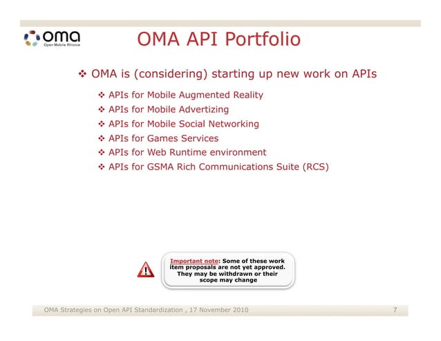 OMA Strategy on Open API Standardization | PPT