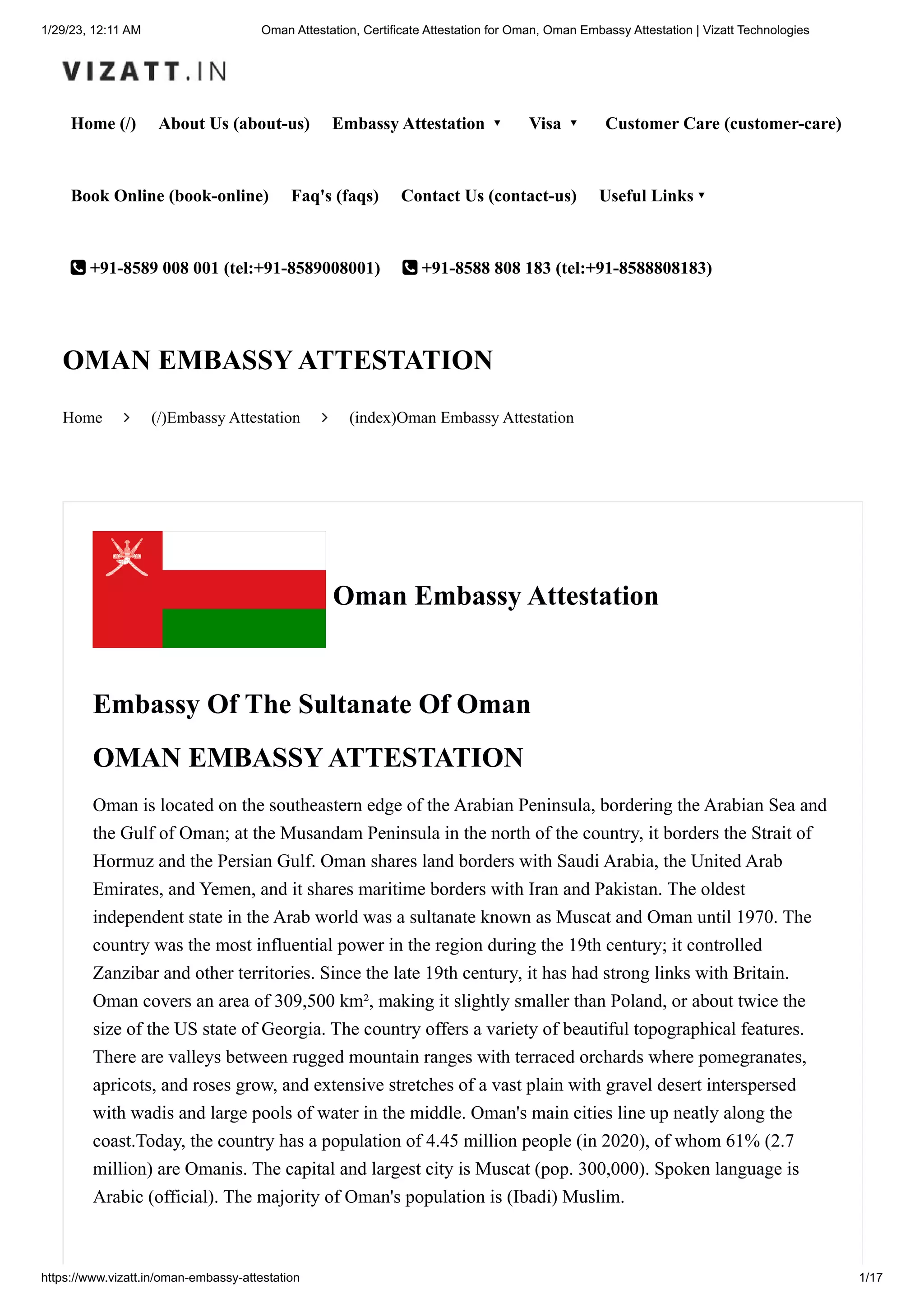 Oman Attestation, Certificate Attestation for Oman, Oman Embassy ...