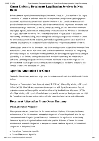 Oman Attestation, Certificate Attestation for Oman, Oman Embassy ...