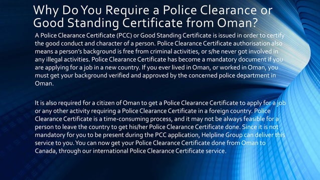 Oman good conduct certificate (PCC) | PPT