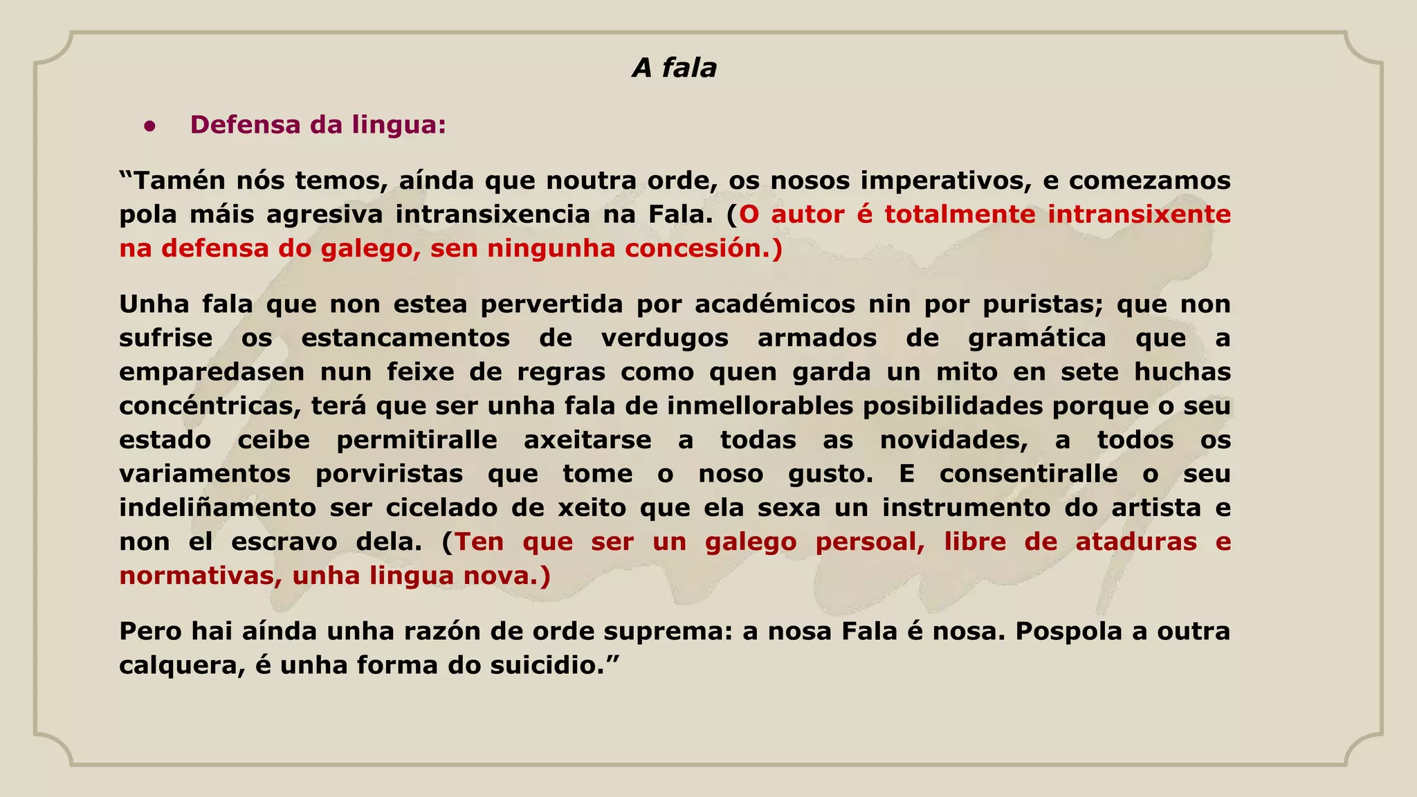 O manifesto "Máis Alá" | PPTX