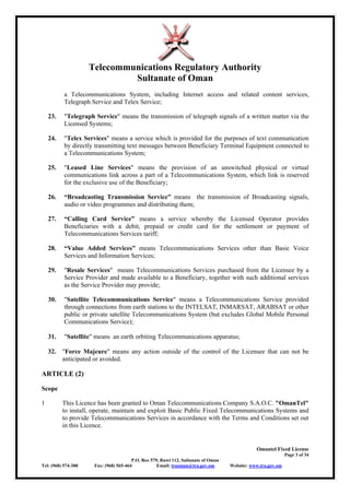 Omantel fixed license | PDF