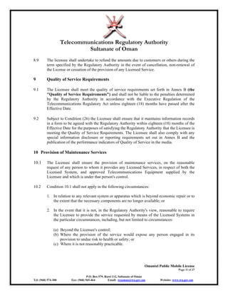 Omantel Mobile License | PDF