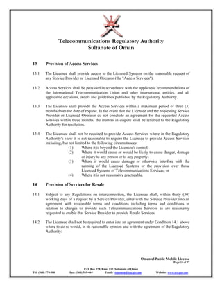 Omantel Mobile License | PDF