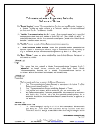 Omantel Mobile License | PDF