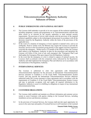 Omantel Mobile License | PDF