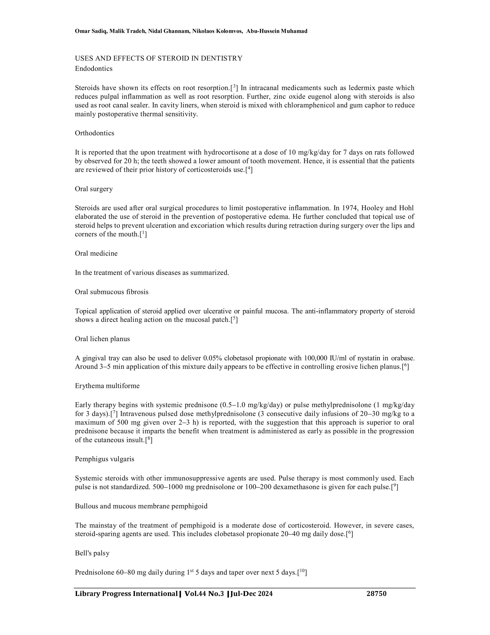 Corticosteroids in Dentistry;Clinical Review | PDF