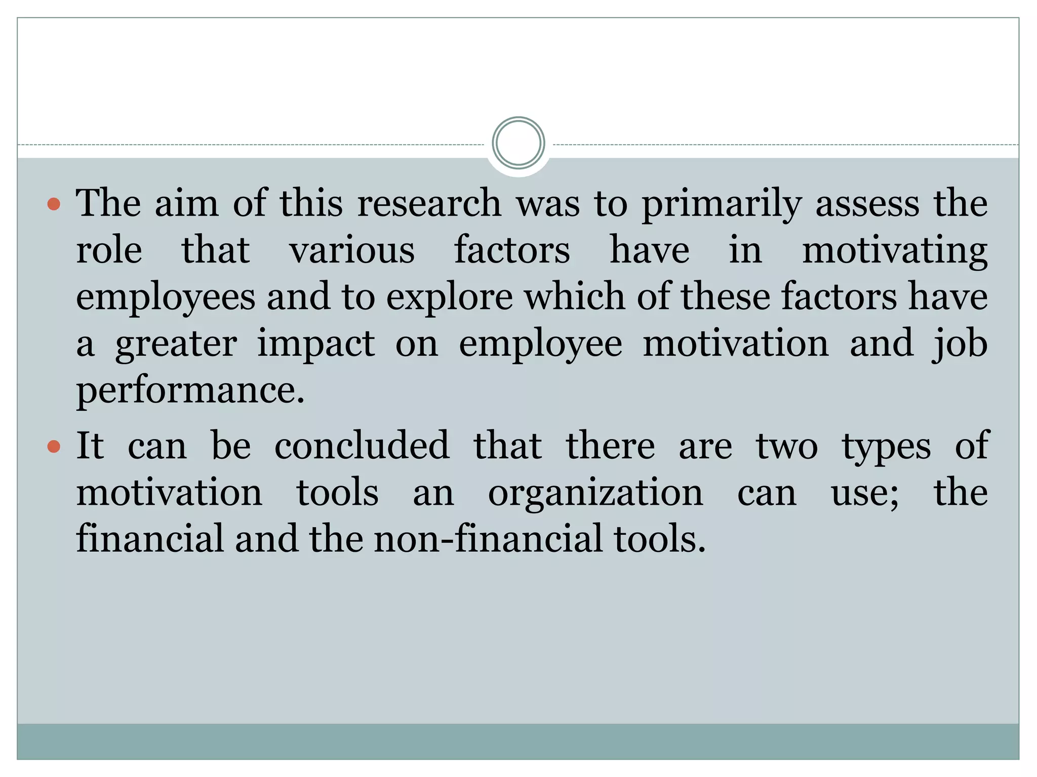 ROLE OF MOTIVATION ON EMPLOYEE PERFORMANCE BY RESEARCH ANALYSIS | PPTX