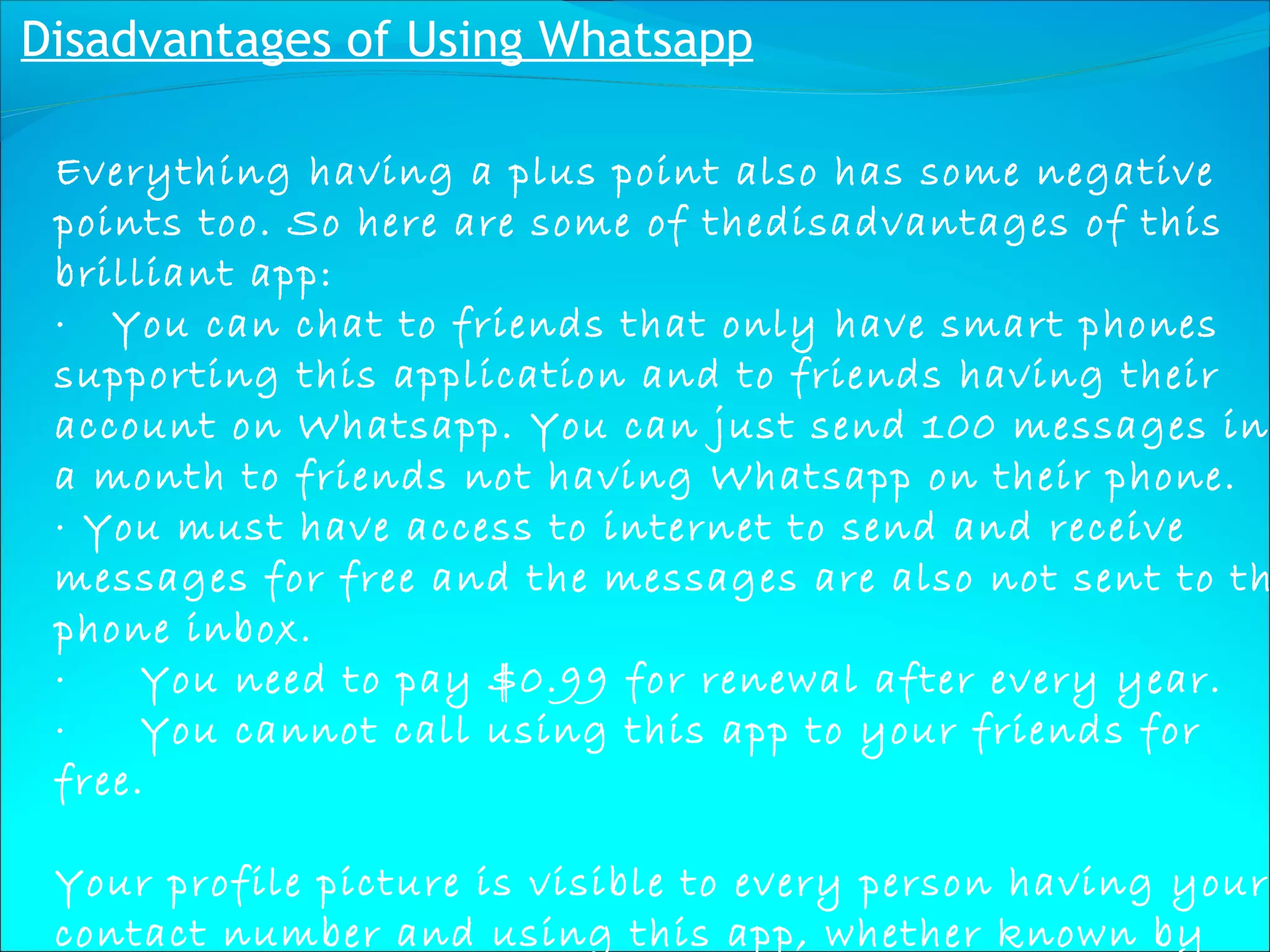 Pros and Cons of using Facebook and Whatsapp | PPT