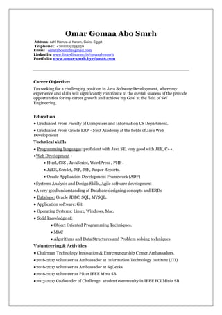 Omar gomaa abo smrh cv | PDF | Programming Languages | Computing