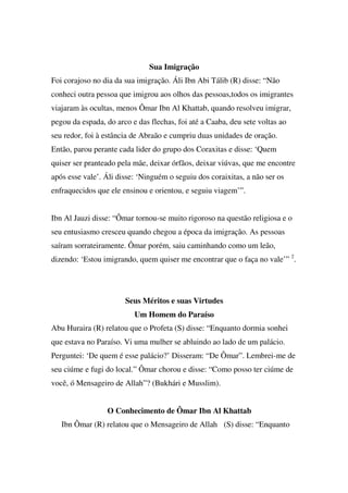A breve biografia de Omar ibn Al khattab (califa 2) | PDF