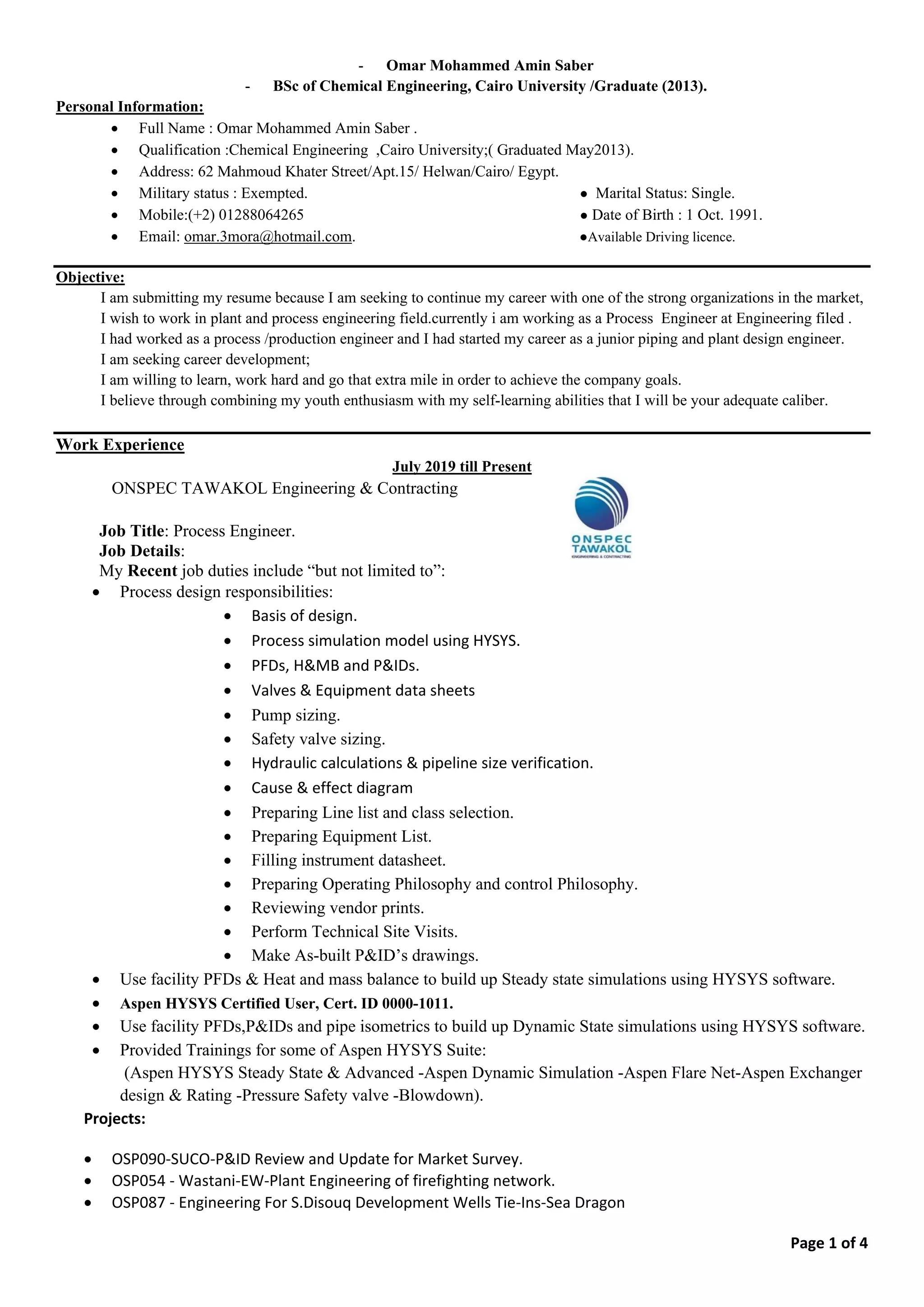 Omar mohamed 's cv | PDF | Civil Engineering Industry | Industries