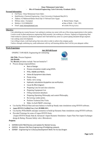 Omar mohamed 's cv | PDF | Civil Engineering Industry | Industries